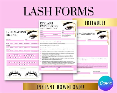 Lash Extension Consultation Forms Pdf Canva Eyelash Forms Lash Consultation Form Lash Mapping