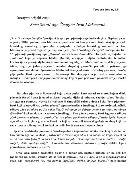 Interpretacijski Esej Smrt Smail Age Cengica Pdf