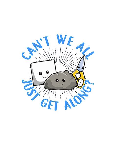 Cant We All Just Get Along Rock Paper Scissors T Drawing By Kanig
