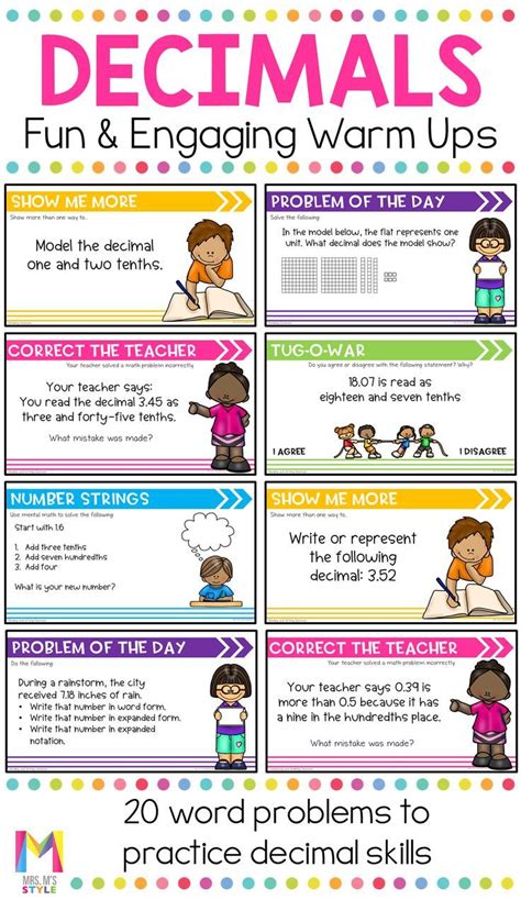 decimal math warmups decimals math strategies posters guided math