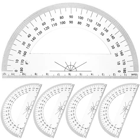 5pcs Plastic Protractor 180 Degrees Math Protractor Geometry Protractor