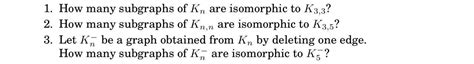 solved 1 how many subgraphs of kn are isomorphic to k3 3
