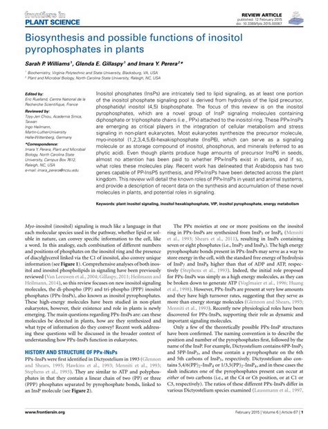 Pdf Biosynthesis And Possible Functions Of Inositol Dokumentips