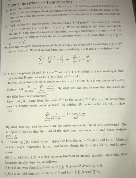 Tutorial Questions Fourier Series 23 If F T Has