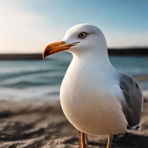 Premium Photo A Seagull Is Standing On The Beach And Looking At The