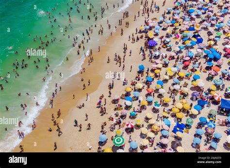 Rio De Janeiro Brazil Aerial View Of Copacabana Beach Showing