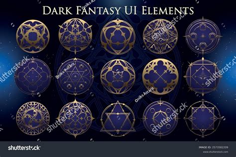 Set Dark Fantasy Elements User Interface Stock Vector Royalty Free