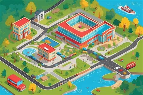 Premium Photo A Vector Illustration Of Map Of School