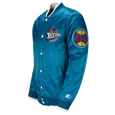 Satin Starter Ty Mopkins Pistons Teal Jacket Jackets Masters