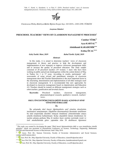 Pdf Preschool Teachers Views Of Classroom Management Processes