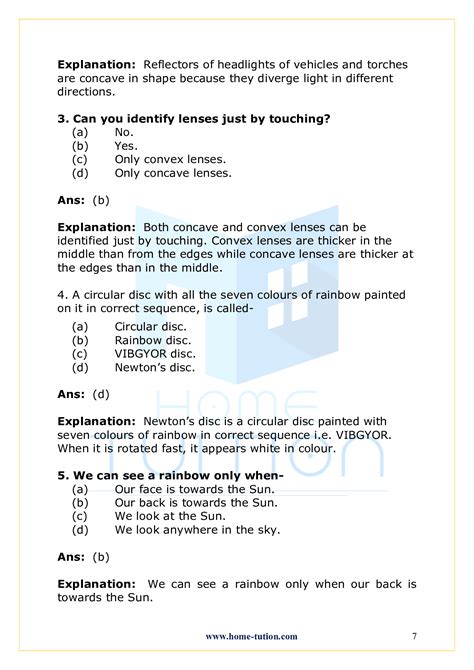 Worksheet For Class 7 Science Chapter 15 Light