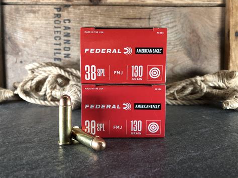 100 Rounds Of Federal American Eagle 38spl 130gr Fmj Ammunition
