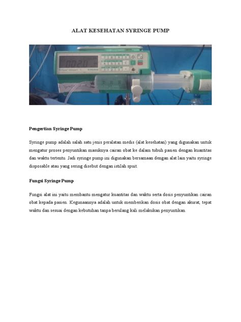 Alat Kesehatan Syringe Pump Pdf