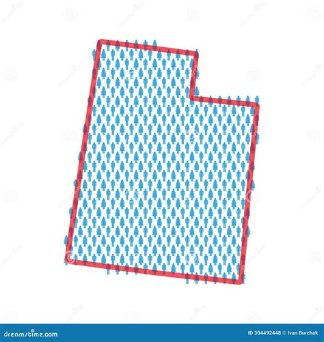 Utah Population Map Stick Figures People Map Pattern Of Men And Women Flat Vector