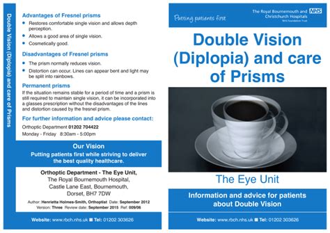 Diplopia Double Vision And Prism Care Patient Guide