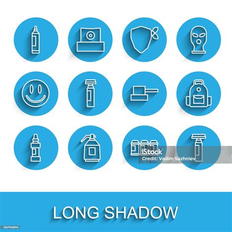 라인 마커 펜 페인트 스프레이 건 캔 학교 배낭 및 스프레이 노즐 캡 아이콘을 설정합니다 벡터 가방에 대한 스톡 벡터 아트 및 기타 이미지 Istock