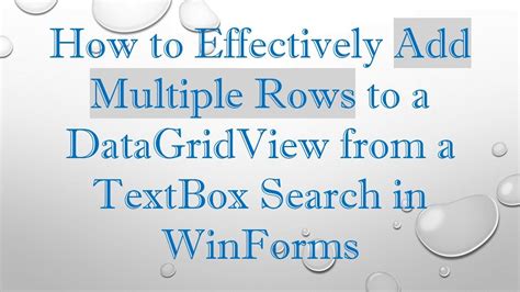 How To Effectively Add Multiple Rows To A Datagridview From A Textbox