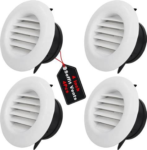 Wadoy Soffit Vents 4 Inch For Exhaust Fan With Screen For Bathroom Exhaust Fan 4 Packs Round