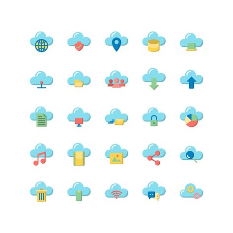 Cloud Computing Flat Icon Set 1338744 Vector Art At Vecteezy