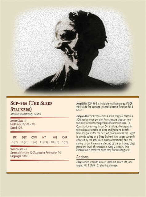 Scp Dnd Monster Sheets Scp 966 Scp 4975 Scp 066 And Scp 053 R