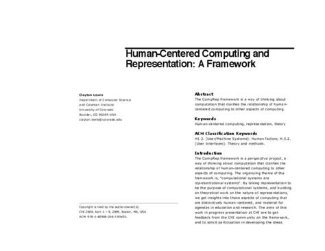 Pdf Human Centered Computing And Representation A Framework