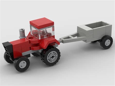 Lego Moc Tiny Red Tractor With Trailer By Slarty Rebrickable Build With Lego