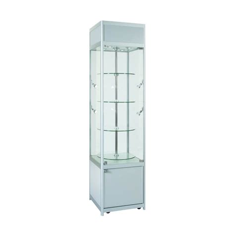 Functional Rotating Glass Display Showcase Tower Display Case For Sale