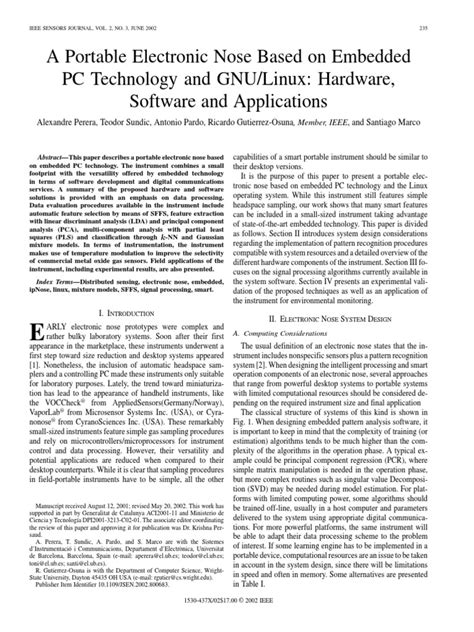 A Electronic Nose Pdf Principal Component Analysis Embedded System