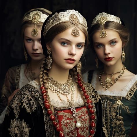 Premium Photo Young Women In Traditional Clothing Exude Elegance