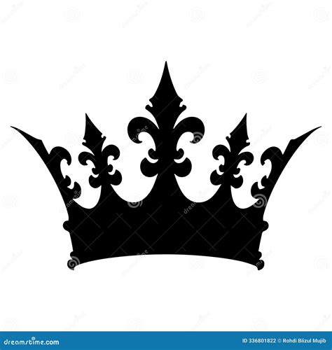 Royal Crown Silhouette Black And White Flat Vector Illustration Stock