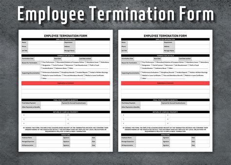 Employee Termination Form Printable Termination Form Hr Templates