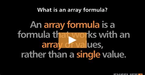 What Is An Array Formula Video Exceljet