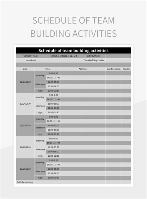 Free Team Building Templates For Google Sheets And Microsoft Excel Slidesdocs