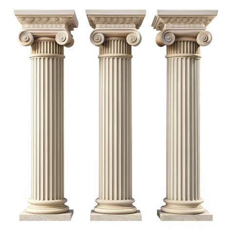 Premium Photo Three Isolated Greek Columns With Fluted Shafts And