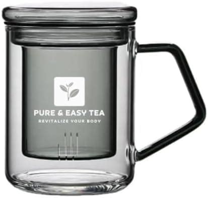 Pure And Easy Tea Glass Tea Infuser Mug With Lid Modern