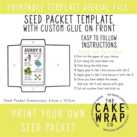 Custom Printable Seed Packets Seed Packets Seed Packet Favours Make