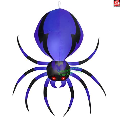 6 Gemmy Airblown Inflatable Halloween Hanging Black And Purple Spider Yard Decoration 221569