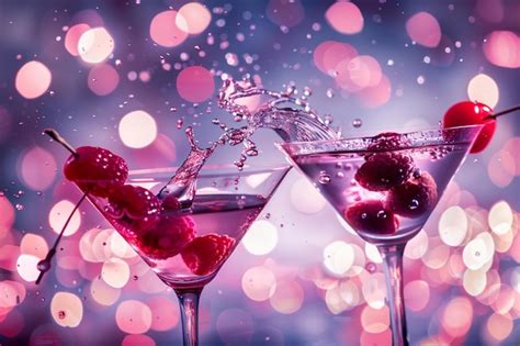 Two Martini Glasses Clinking Together Premium Ai Generated Image
