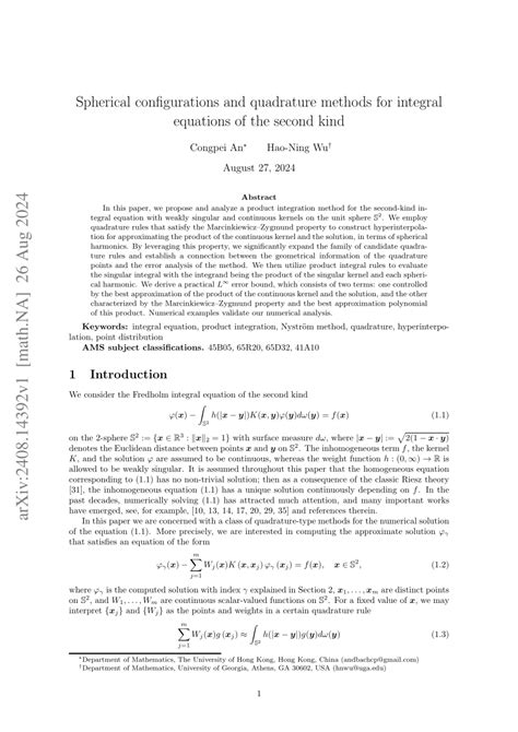 Pdf Spherical Configurations And Quadrature Methods For Integral Equations Of The Second Kind