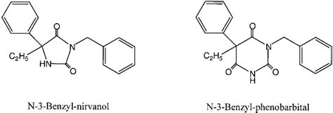 Chemical Structures Of N 3 Benzyl Nirvanol And N 3 Benzylphenobarbital
