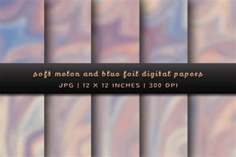 Soft Melon And Blue Foil Digital Papers Graphic By Pugazh Logan · Creative Fabrica