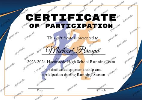 Editable Running Certificate Award Template Sports Certificate