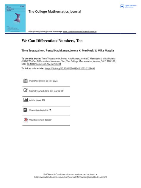 We Can Differentiate Numbers Too Pdf Function Mathematics