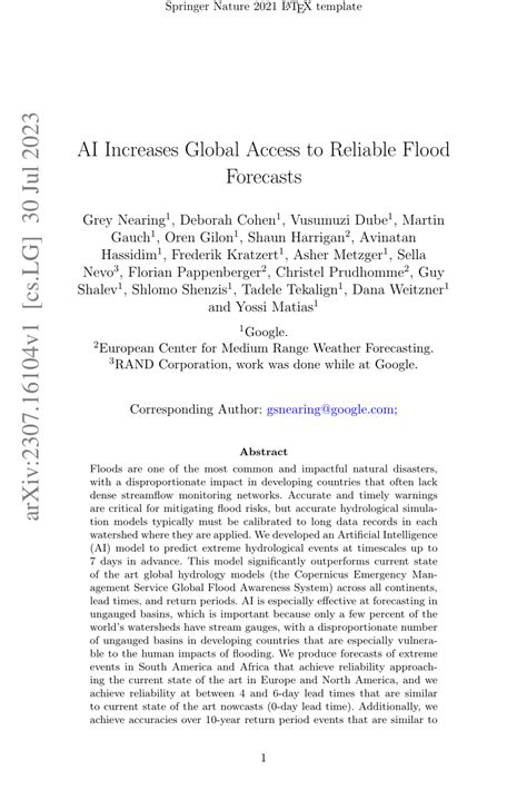 Pdf Ai Increases Global Access To Reliable Flood Forecasts