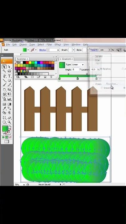 Cara Membuat Pagar Dan Rumput How To Make Fence And Grass Adobe Ilustrator Tutorial Shorts