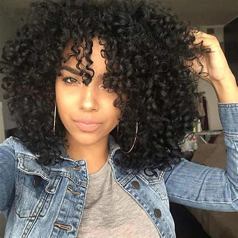 Natural Black Curly Hairstyles With Bangs