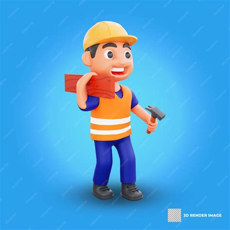 Premium Psd 3d Render Cute Construction Workers Activities