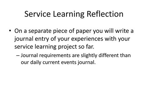 Ppt Service Learning Reflection Powerpoint Presentation Free