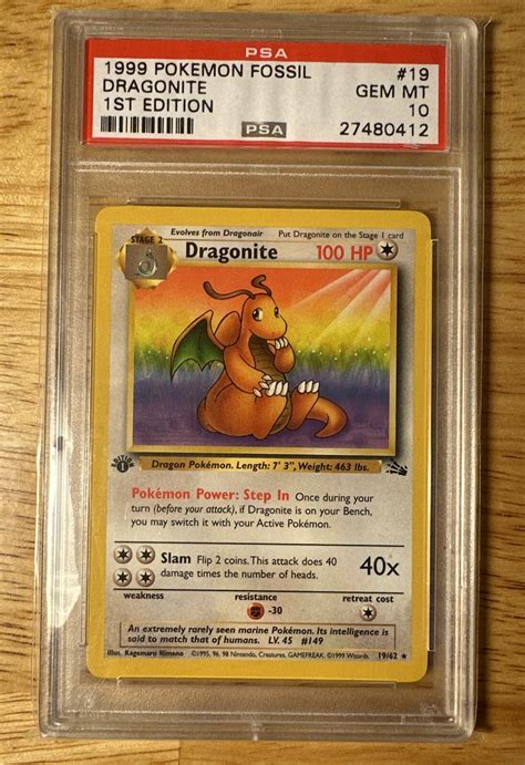 Dragonite 1999 Fossil 1962 1st Edition Price Guide Sports Card Investor