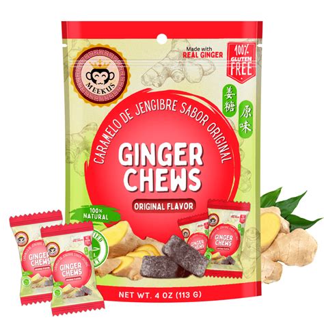 Meekus Ginger Candy Chews Original Flavor Natural Ginger Gluten Free